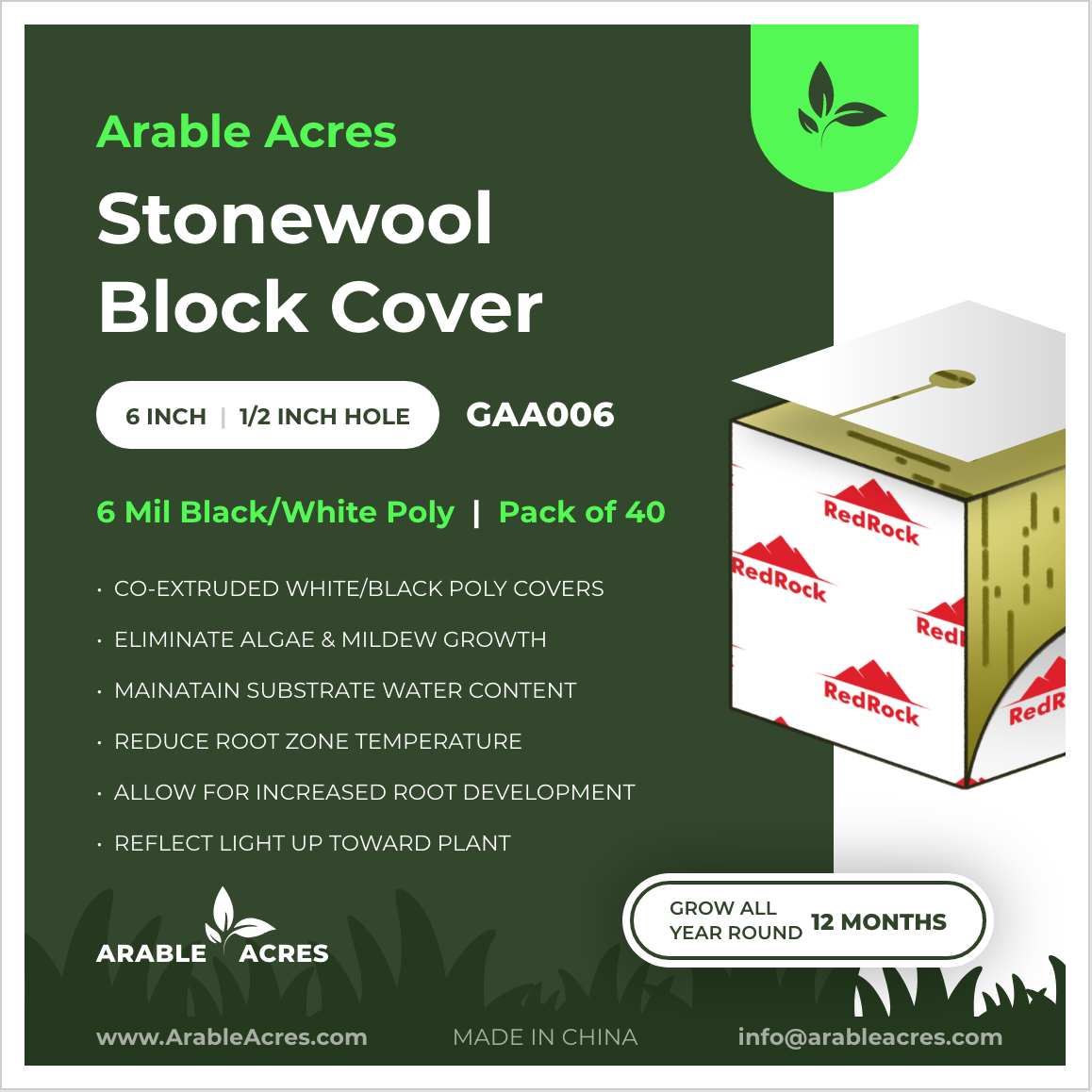 Arable Acres Stonewool Block Covers- MORR Inc.